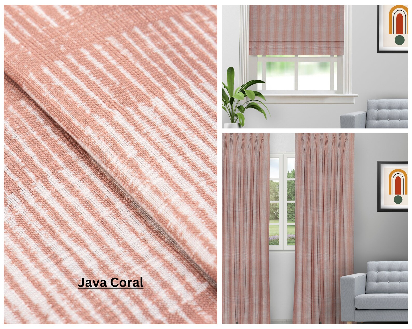Striped Roman Shades, 5 Colors , Window Shades, Custom Bedroom Shades ...