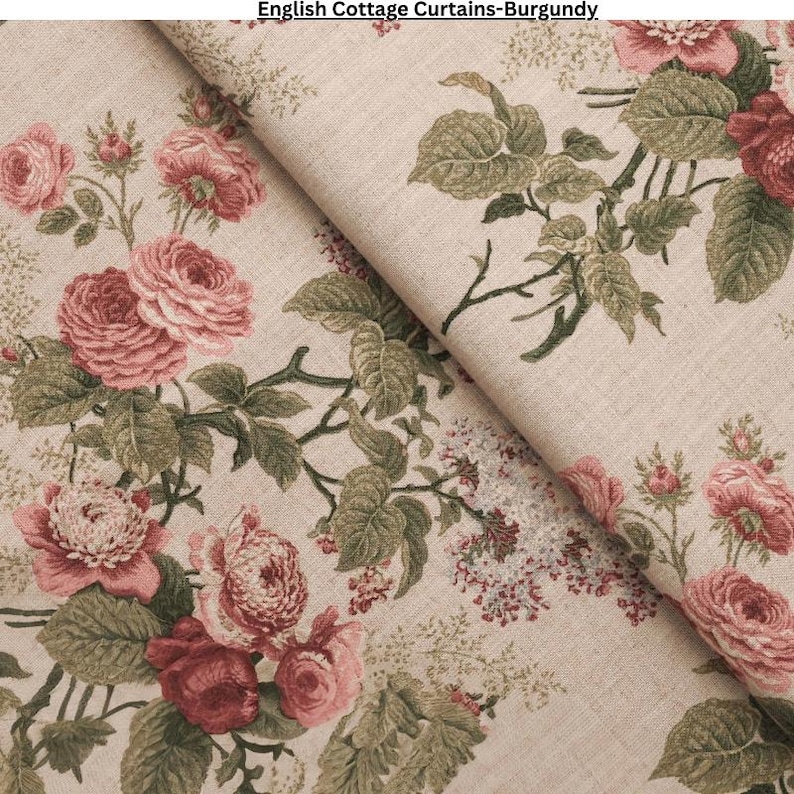 English Cottage Rose Curtains | Custom Floral Window Treatments - Etsy