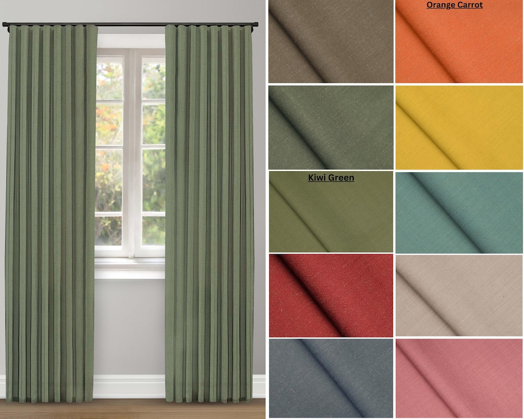 Linen Texture Curtains | FREE Blackout | 10 Colors | - Etsy