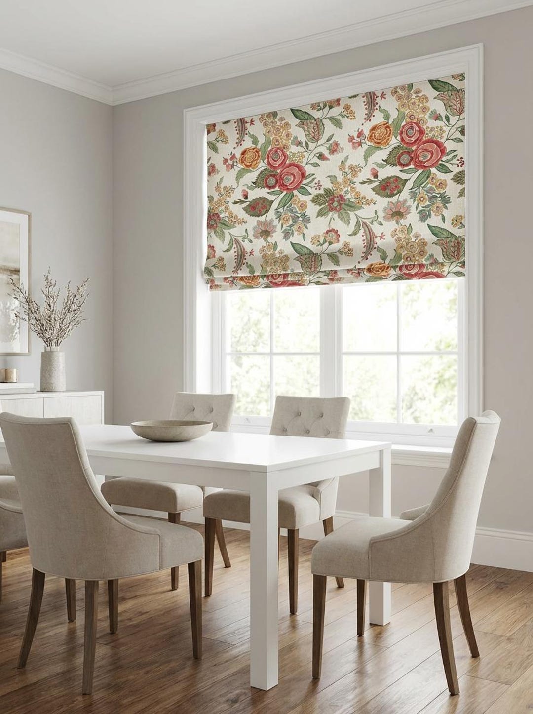 Rich Botanical Pattern Shades for Living Room | Custom Window Blinds ...