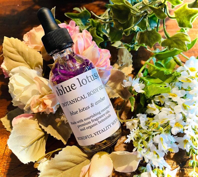 Blue Lotus Body Oil - (blue Lotus and Amber) - Organic Coconut Oil ...
