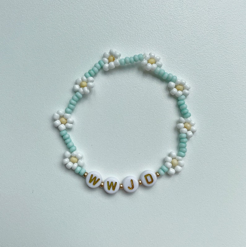 WWJD Daisy Bead Bracelet: Pastel Religious Gift - Etsy
