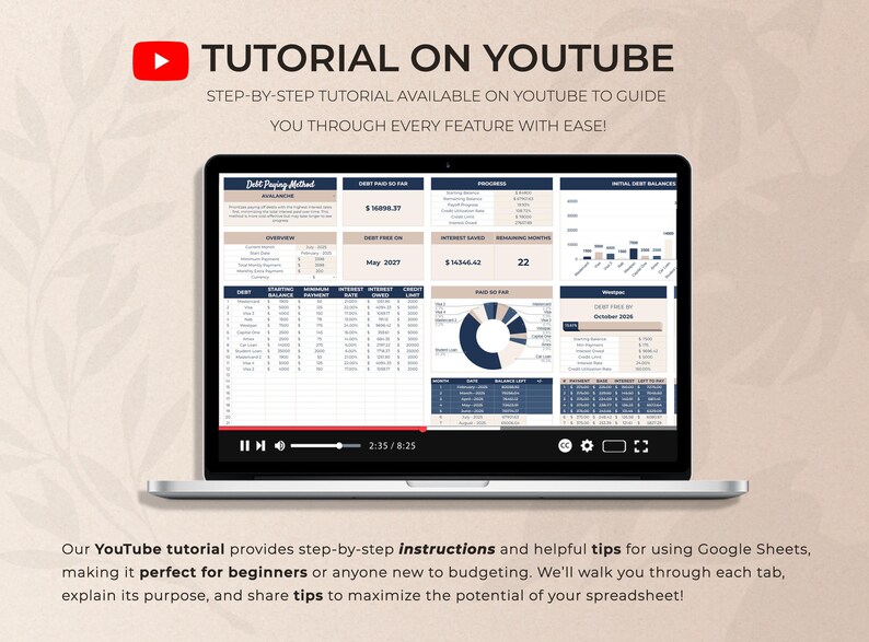 Debt Payoff Tracker & Debt Snowball Calculator for Google Sheets | Debt Avalanche Spreadsheet ...