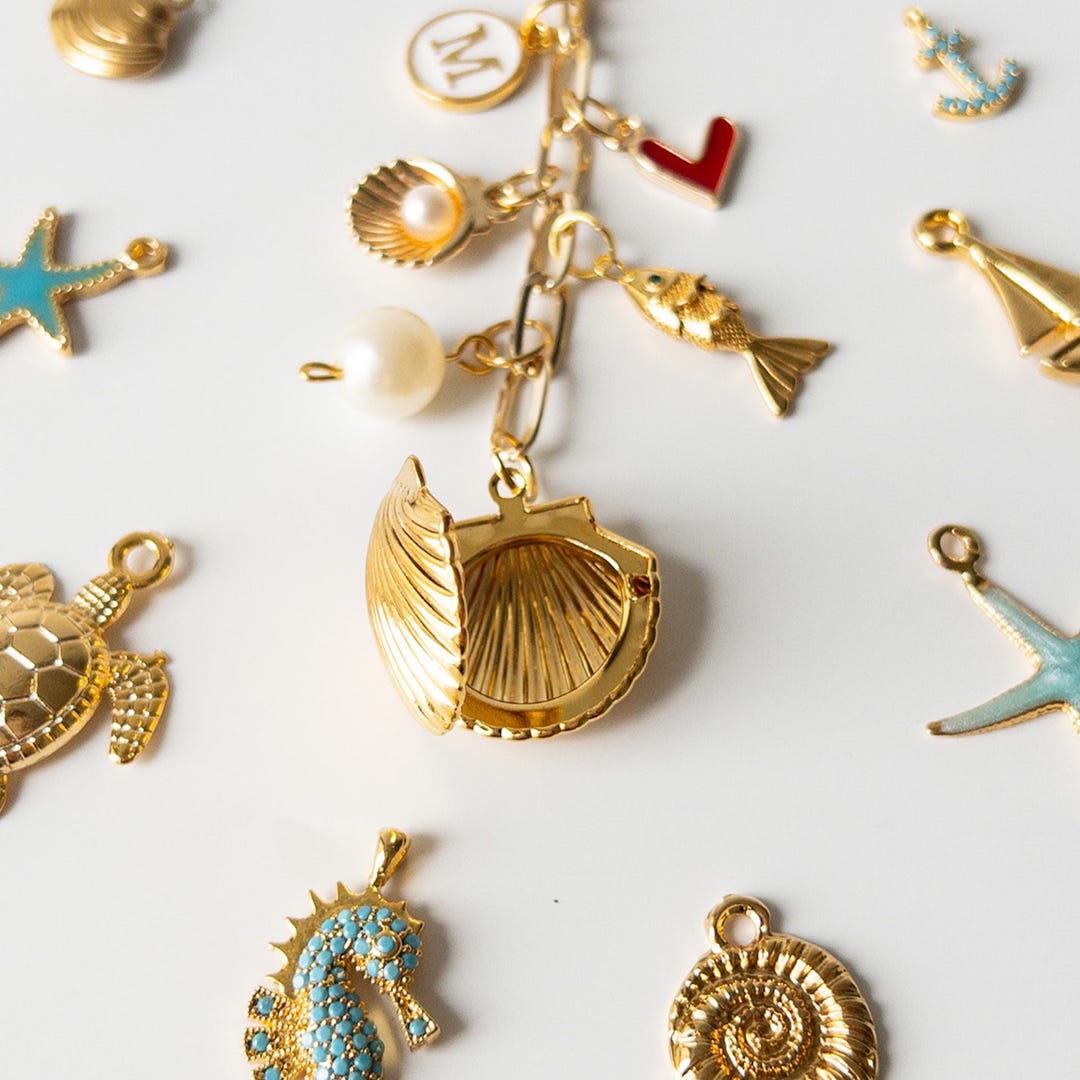 Build Your Own Bag Charm, Locked Shell Charms, Ocean Themed Keychain ...