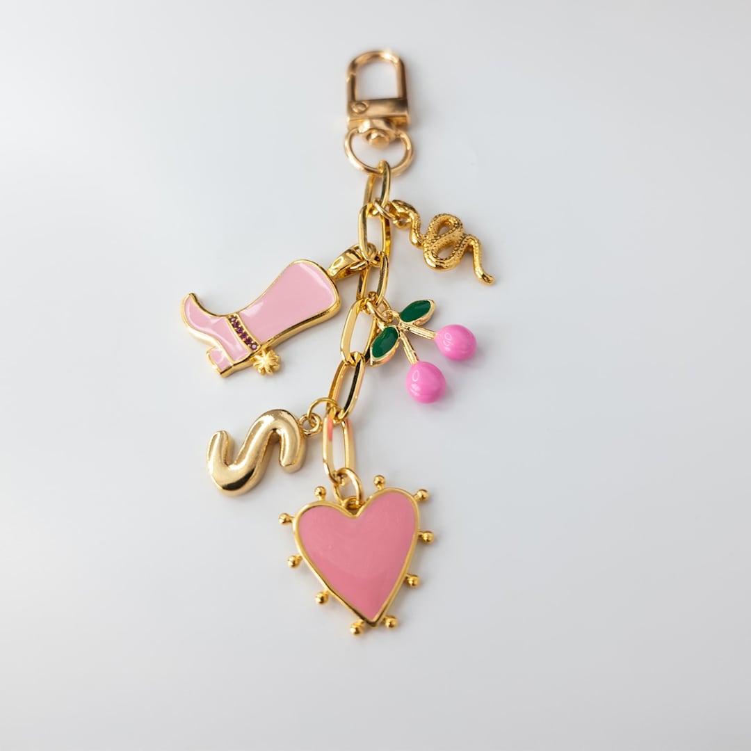 Personalized Aesthetic Purse Charm - Gold Boho Keyring for Bags ...