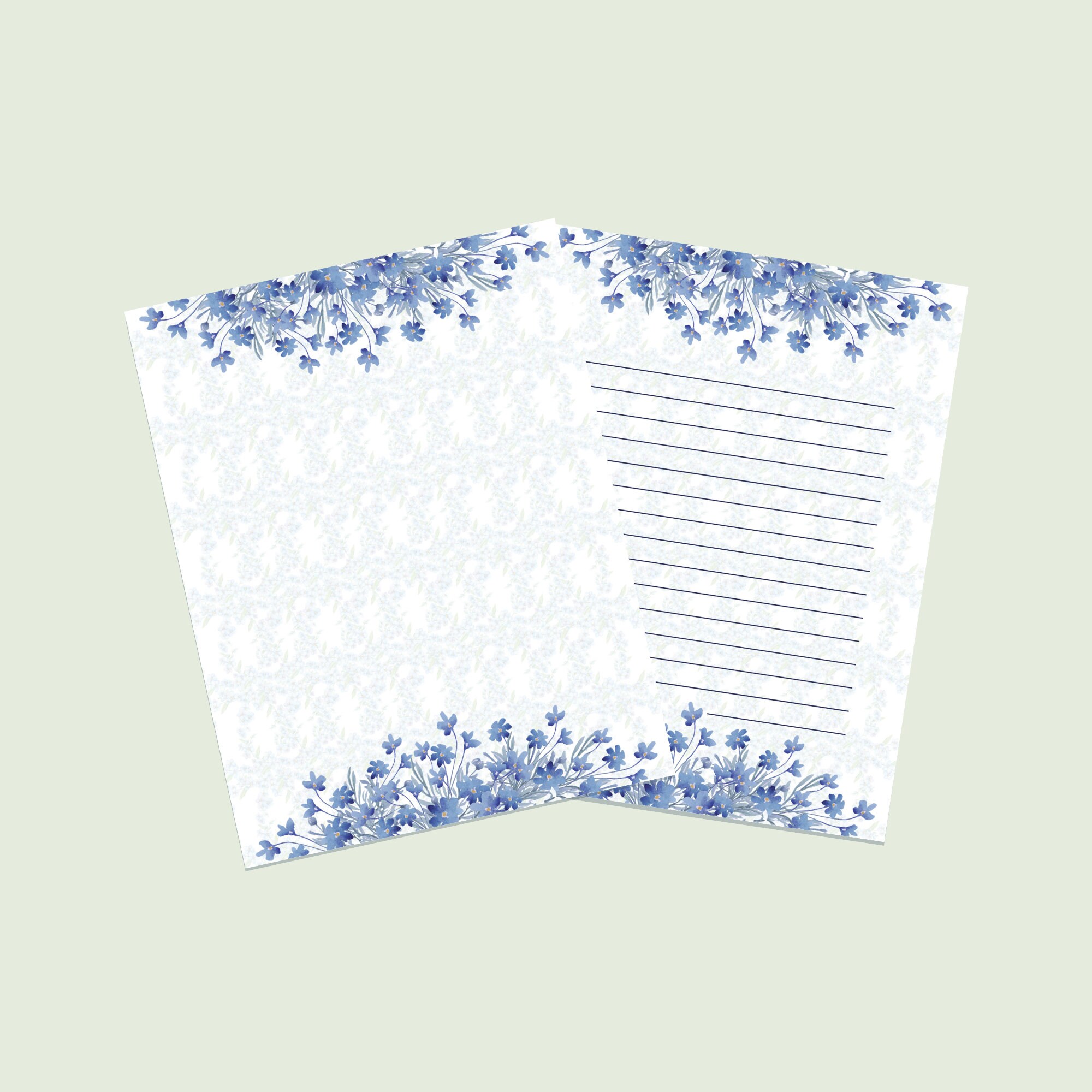 Forget Me Not Flower Digital Printable Stationery Watercolor Writing ...