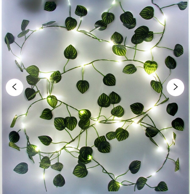 Artificial Ivy Leaf Plants Vine With LED String Light Green Garland ...