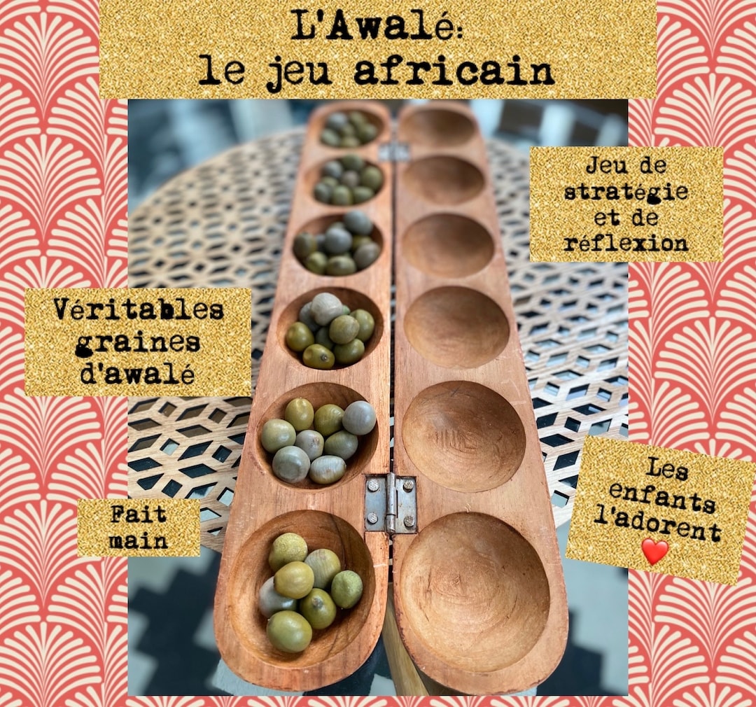 Awale: the African Strategy Game Handmade Wood and Awale Seeds - Etsy