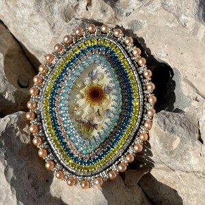 Brooch With Real Flowers in Epoxy Resin Large Brooch Hand - Etsy