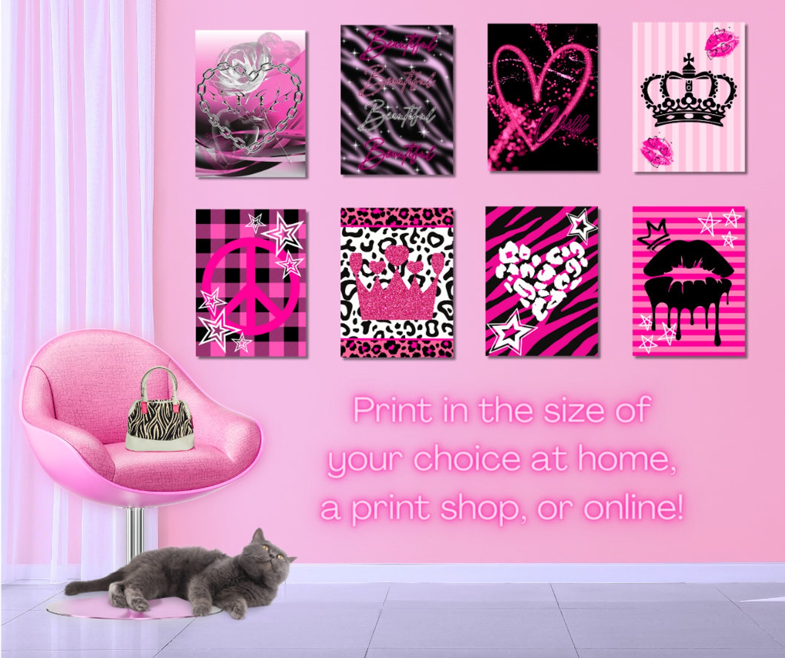Y2K MCBLING Poster Prints Digital Download Pink & Black - Etsy