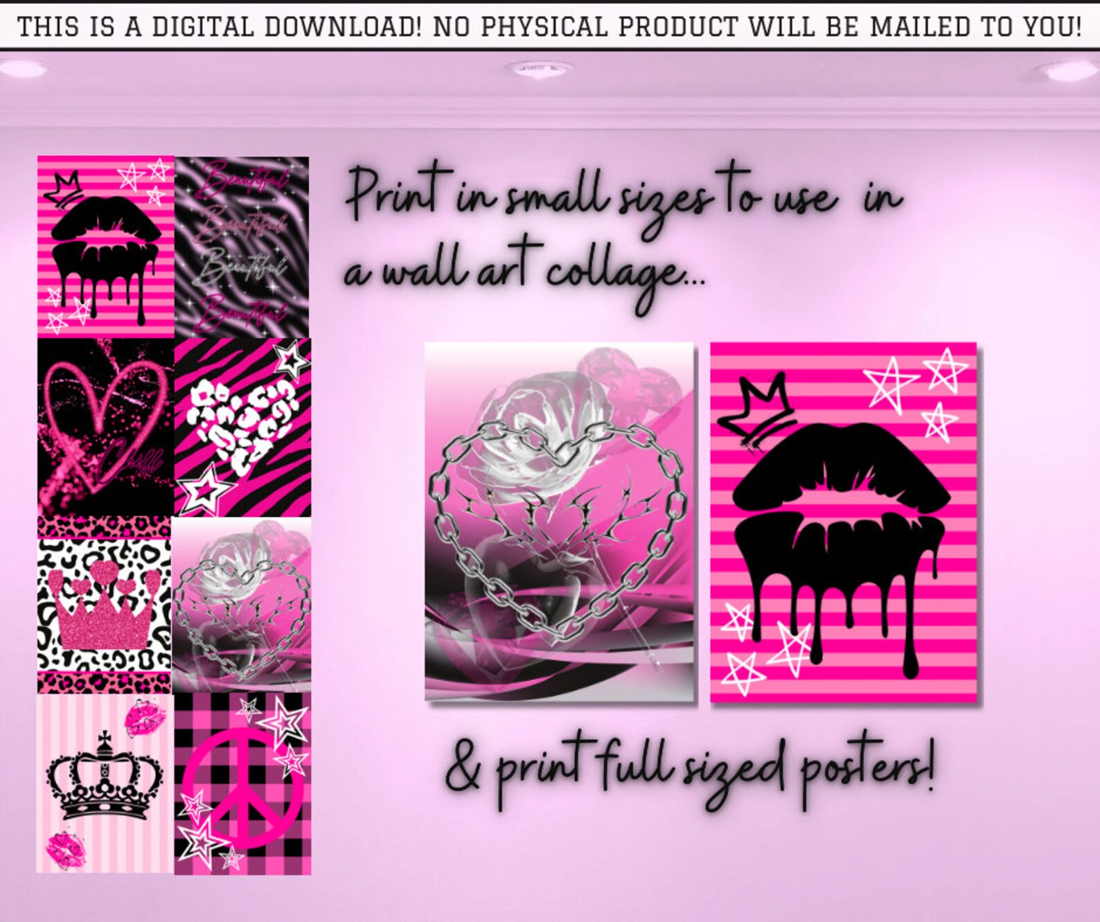 Y2K MCBLING Poster Prints Instant DIGITAL DOWNLOAD (no Mailing) - Pink ...