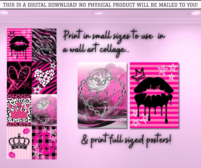 Y2K MCBLING Poster Prints Instant DIGITAL DOWNLOAD (no Mailing) - Pink ...