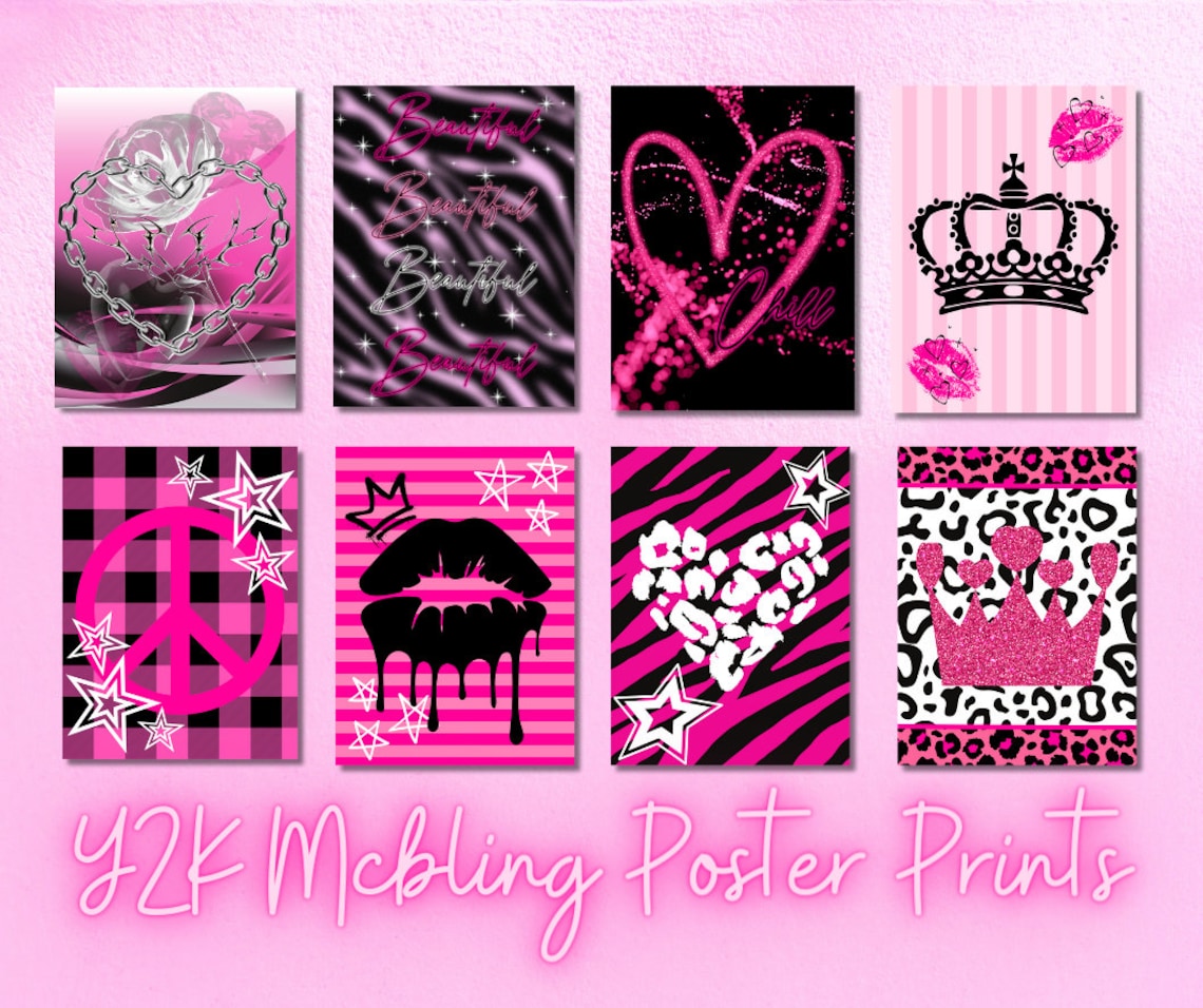 Y2K MCBLING Poster Prints Digital Download Pink & Black - Etsy