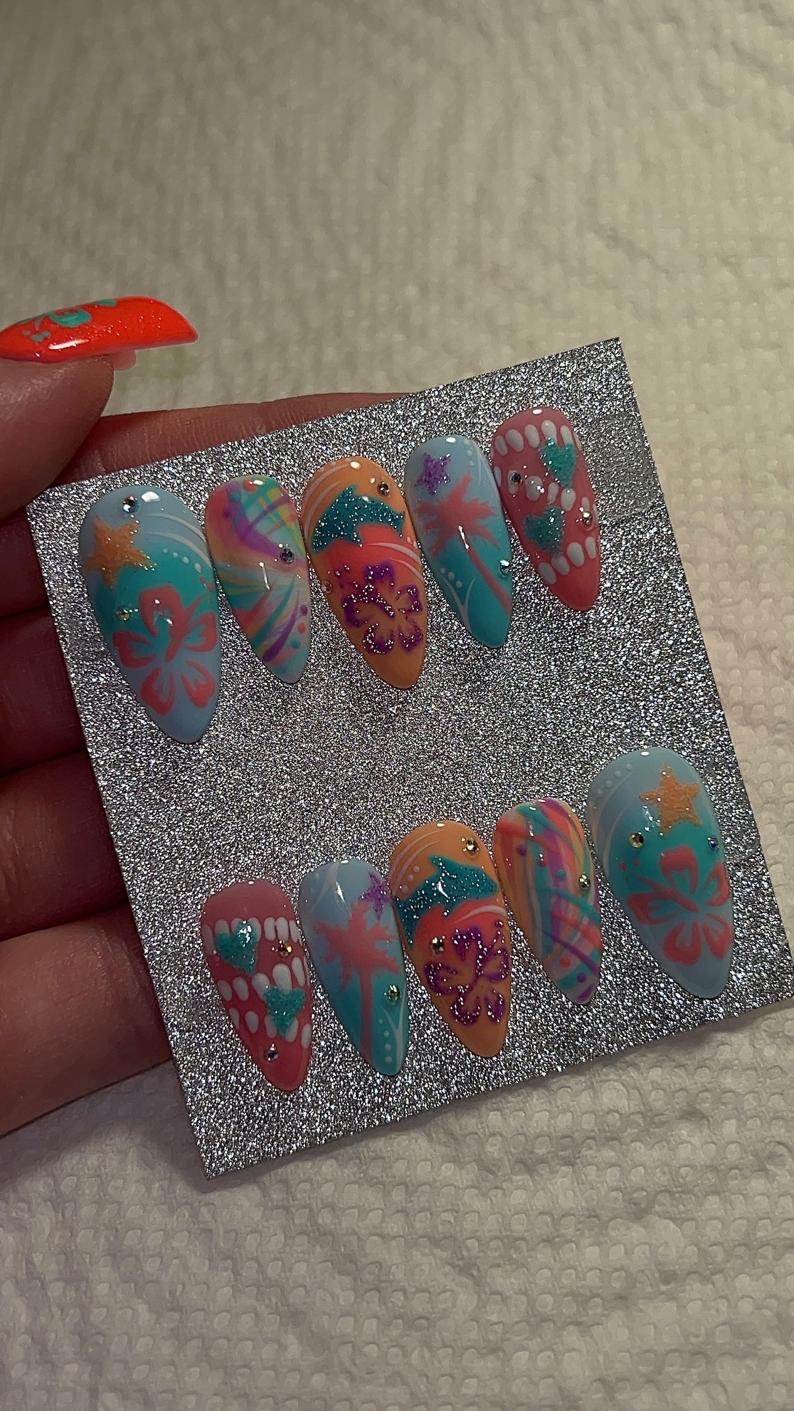 Tropical Y2K Press on Nails - High Quality, MULTIPLE SHAPES - Summer ...
