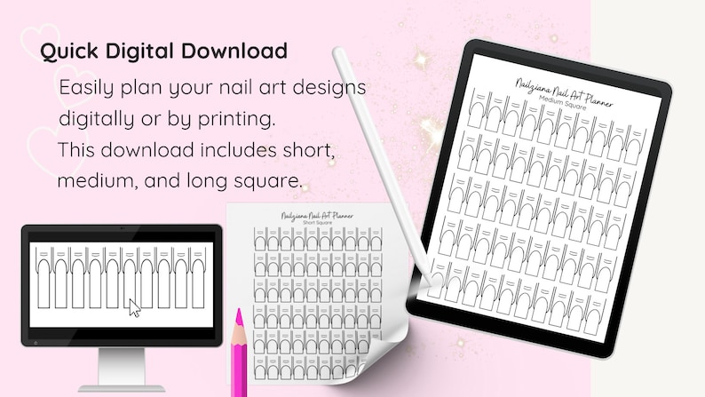 Nail Art Practice Sheets Planner SQUARE Short Medium and - Etsy