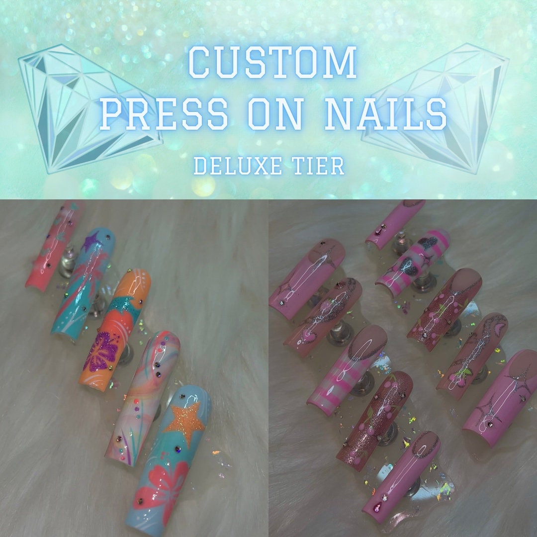 CUSTOM Handmade Press on Nails Deluxe Tier High Quality, MULTIPLE ...