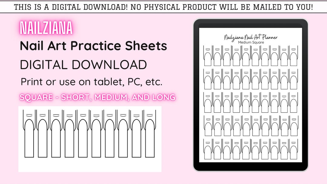 Nail Art Practice Sheets Planner - DIGITAL DOWNLOAD (no Mailing ...