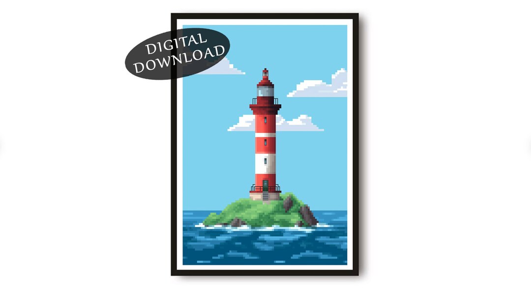 Pixel Lighthouse, Terraria Style, Picture, Digital Download, Print ...