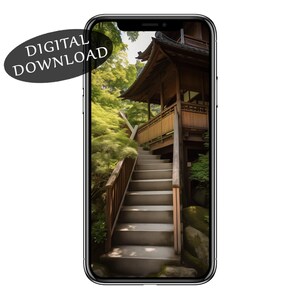 Japanese Stairs Device Wallpaper, Phone Background, Digital Download ...