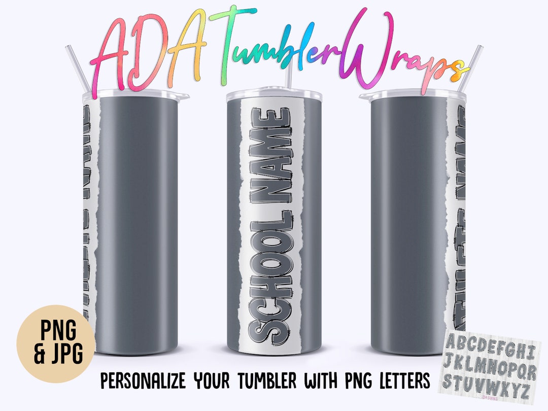 Grey & White Team 20oz Tumbler Sublimation Wrap, Grey Skinny Tumbler ...