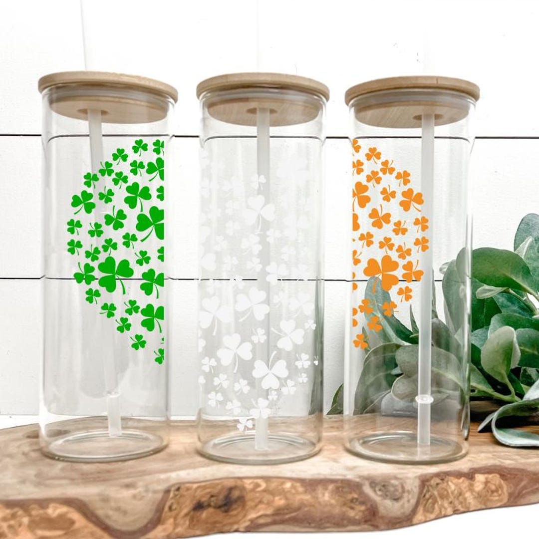 Irish Heart | VINYL | 25oz Skinny Glass Tumbler | Optional Laser ...