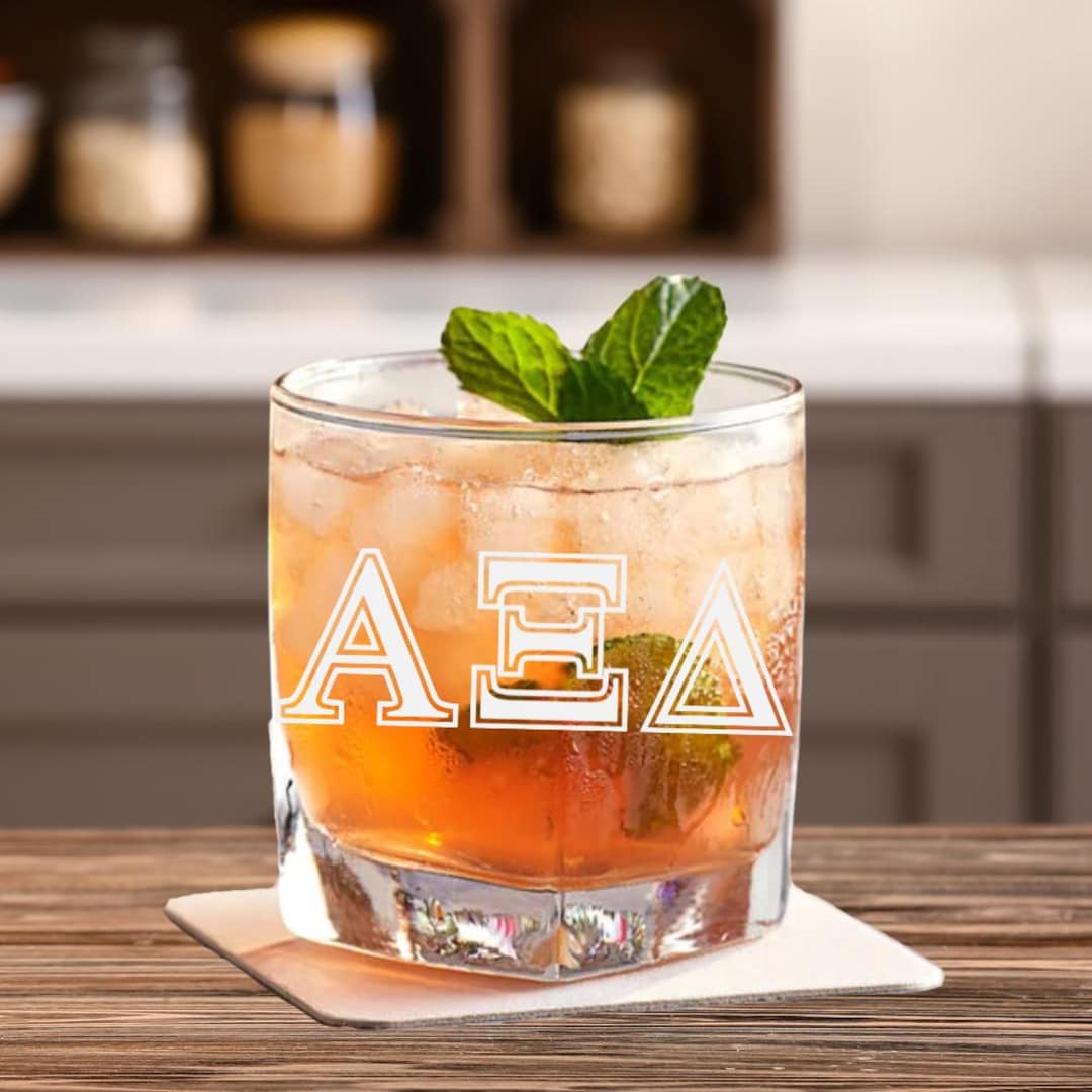 Greek Letters Whiskey Glass - Engraved 10 Oz Rocks Glass for Sorority ...