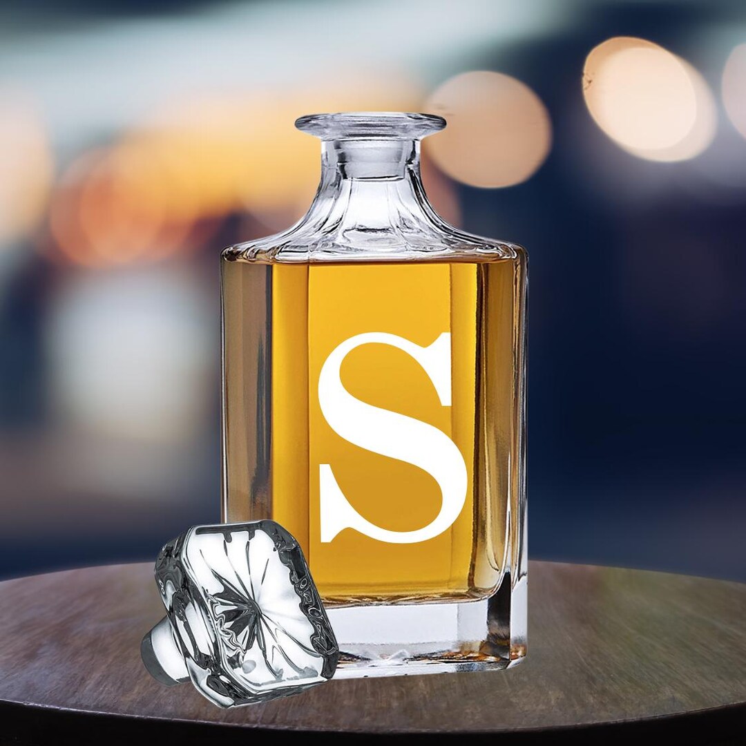 Monogram | ENGRAVED | 26oz Glass Decanter - Etsy