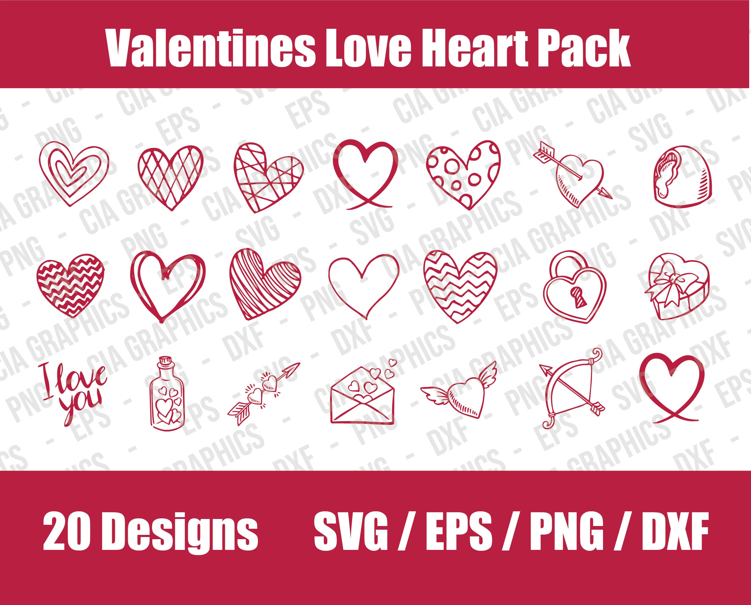 Valentines Day SVG Bundle Heart Svg, Hand Drawn Heart SVG, Doodle ...