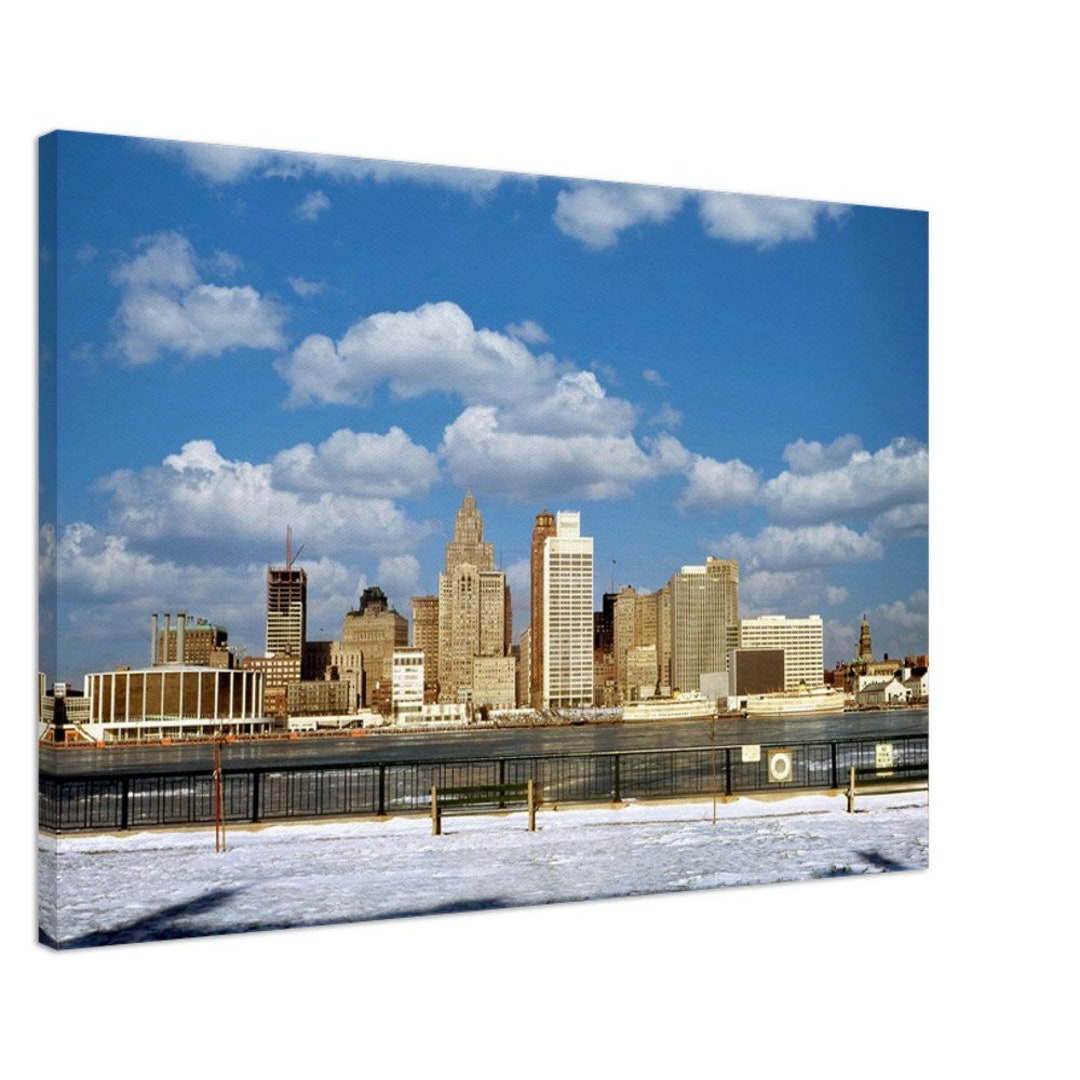 Downtown Detroit Skyline 1963 Old Photo Canvas Print Poster Detroit ...