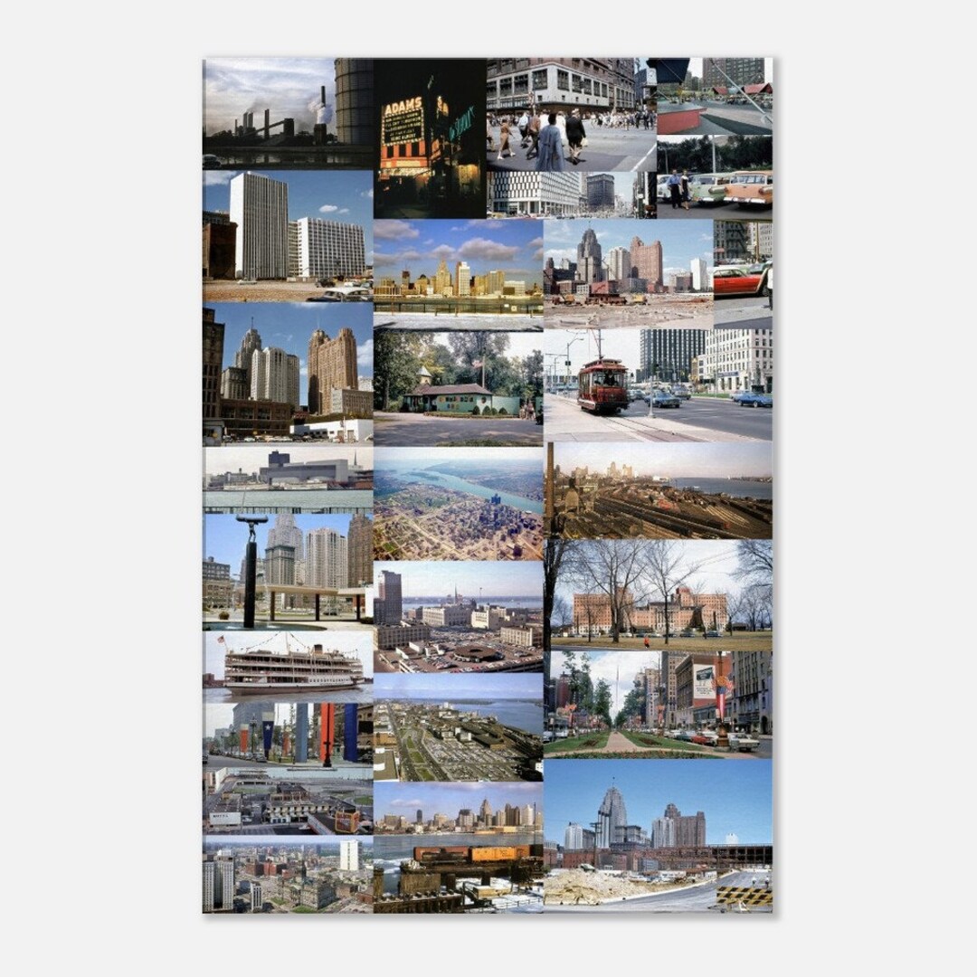 Old Photos of Detroit Vintage Photo Collage Canvas Print Retro Detroit ...