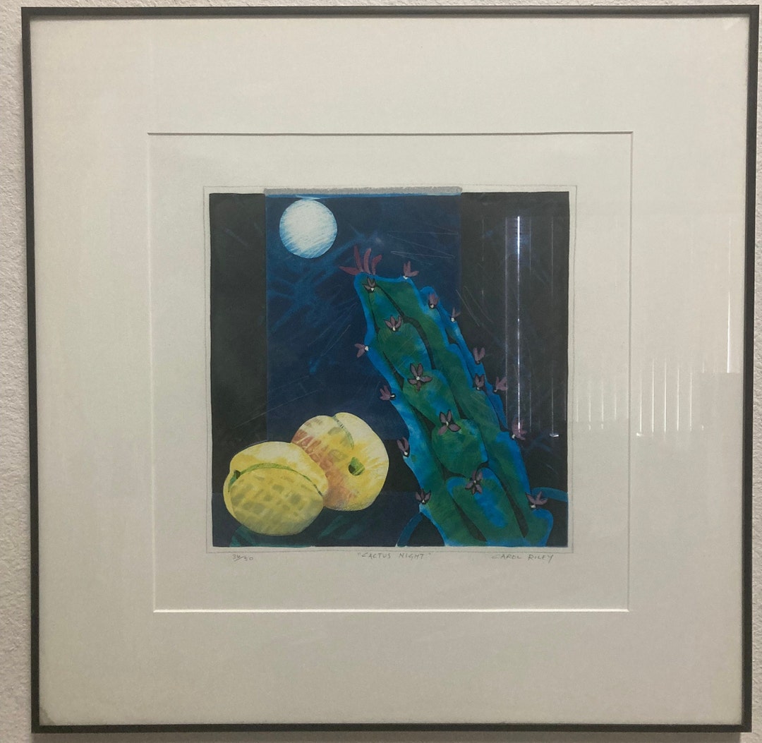 1988 Carol Riley Cactus Night Etching, Limited Edition 36/50, 24x24 ...
