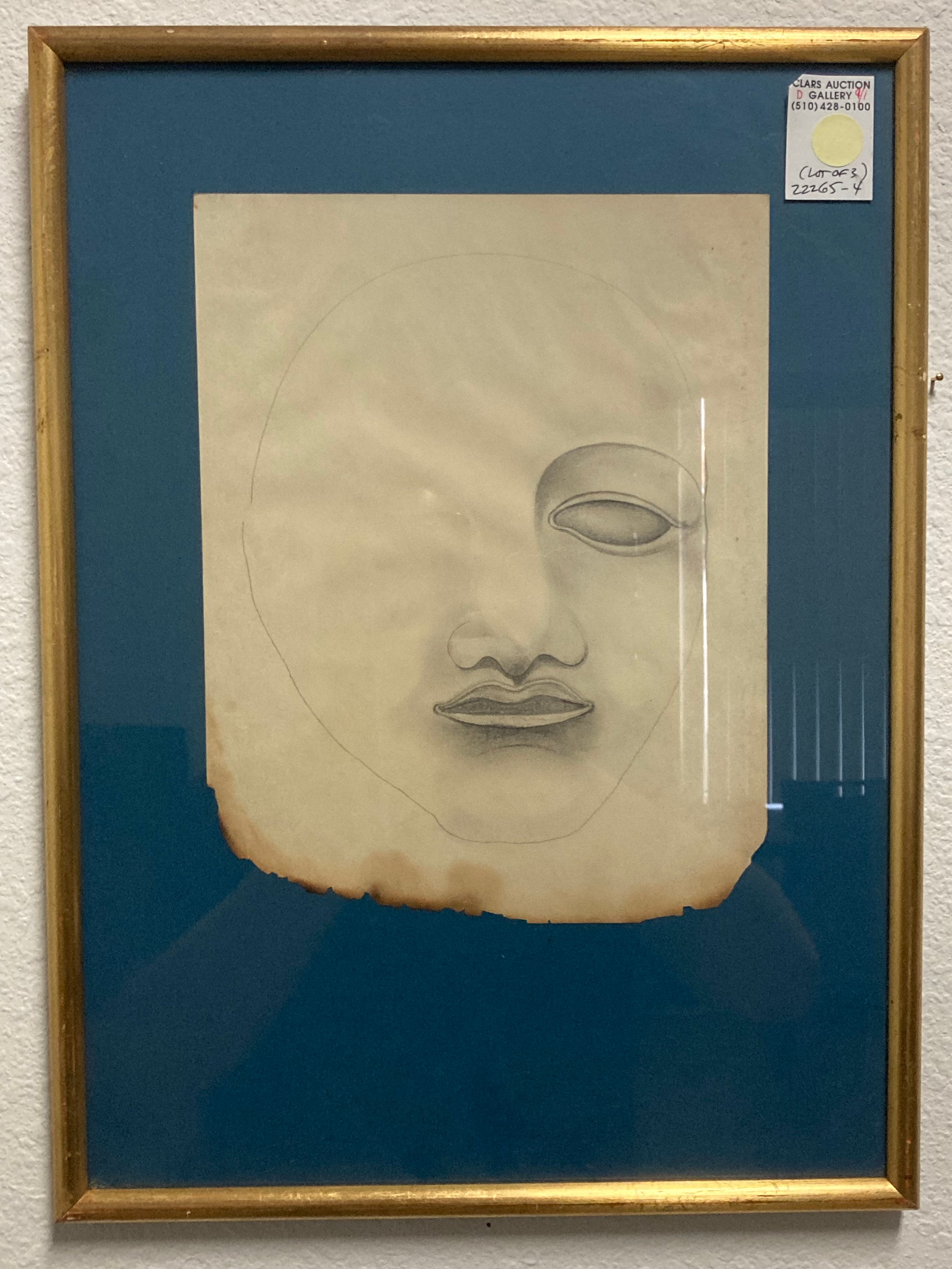 Serene Human Face Artwork in Graphite, Burned Design, Custom Golden ...