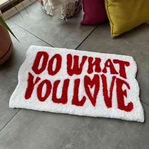 Do What You Love Fluffy Tufted Rug /%100 Handmade - Etsy