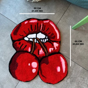 Cherry Lips Tufted Rug / %100 Handmade / Custom Handmade Home Decor - Etsy