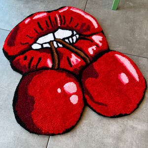 Cherry Lips Tufted Rug / %100 Handmade / Custom Handmade Home Decor - Etsy