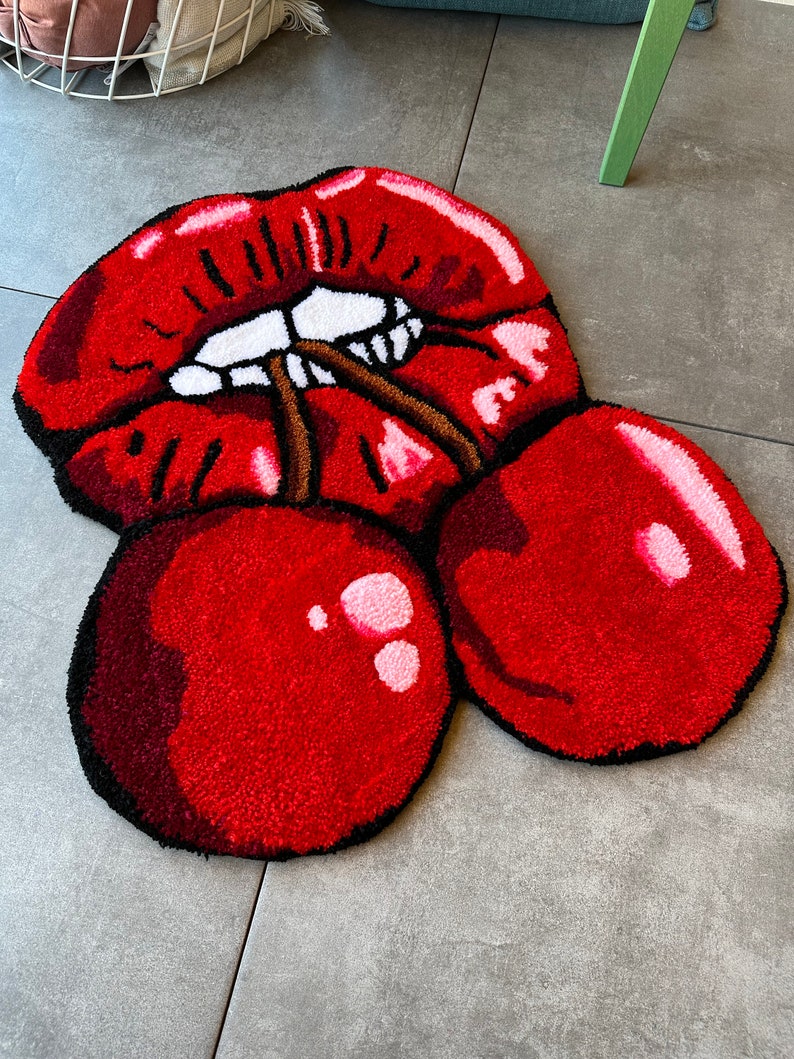 Cherry Lips Tufted Rug / %100 Handmade / Custom Handmade Home Decor - Etsy