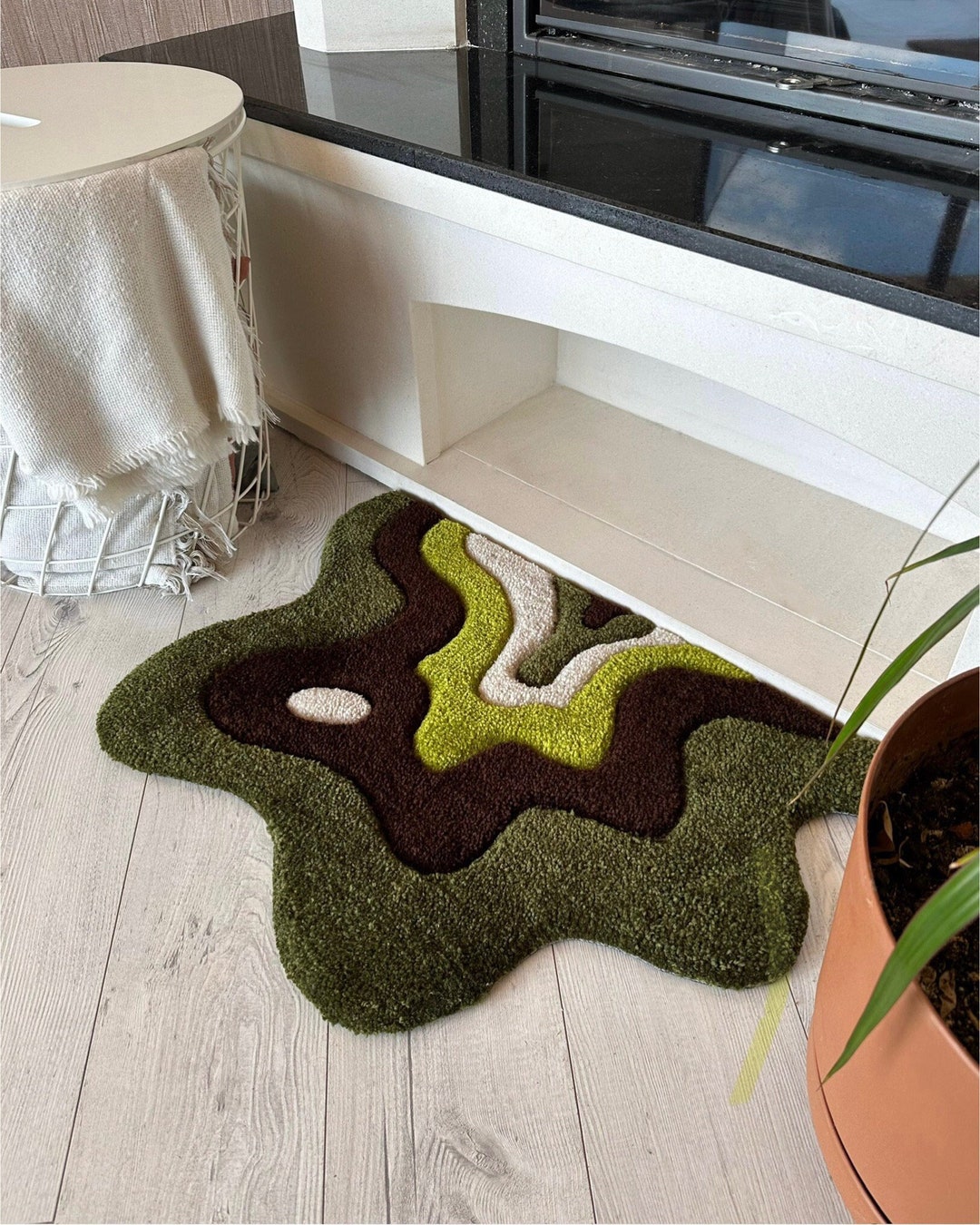 Green Moss Tufted Rug / Custom Fluffy Rug, %100 Handmade Rug - Etsy