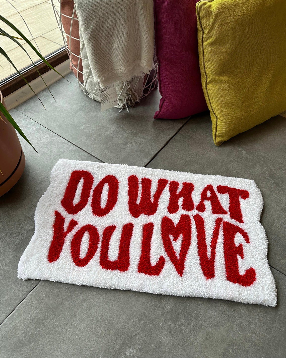 Do What You Love Fluffy Tufted Rug /%100 Handmade - Etsy