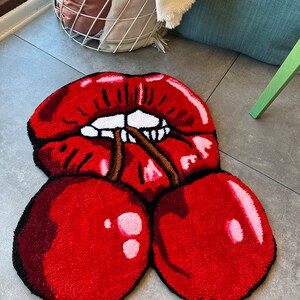 Cherry Lips Tufted Rug / %100 Handmade / Custom Handmade Home Decor - Etsy