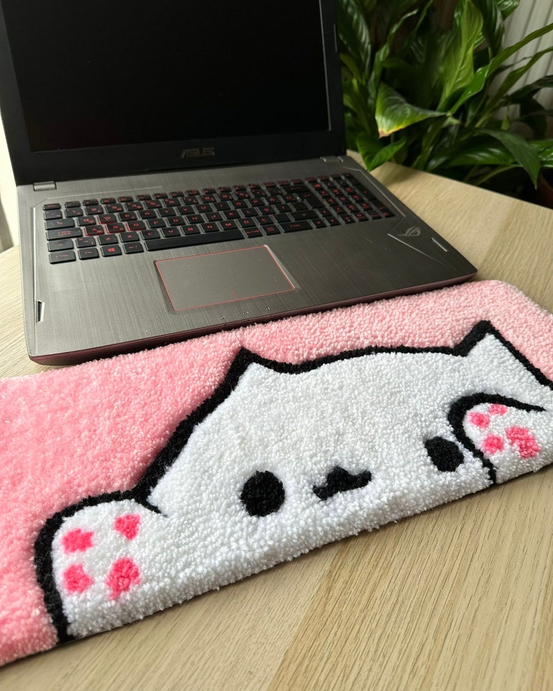 Cute Cat Keyboard Rug / Fluffy Rug %100 Handmade - Etsy