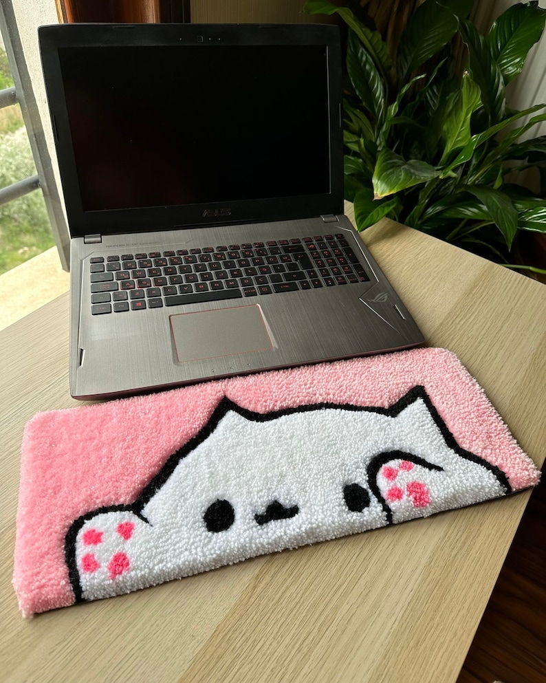 Cute Cat Keyboard Rug / Fluffy Rug %100 Handmade - Etsy