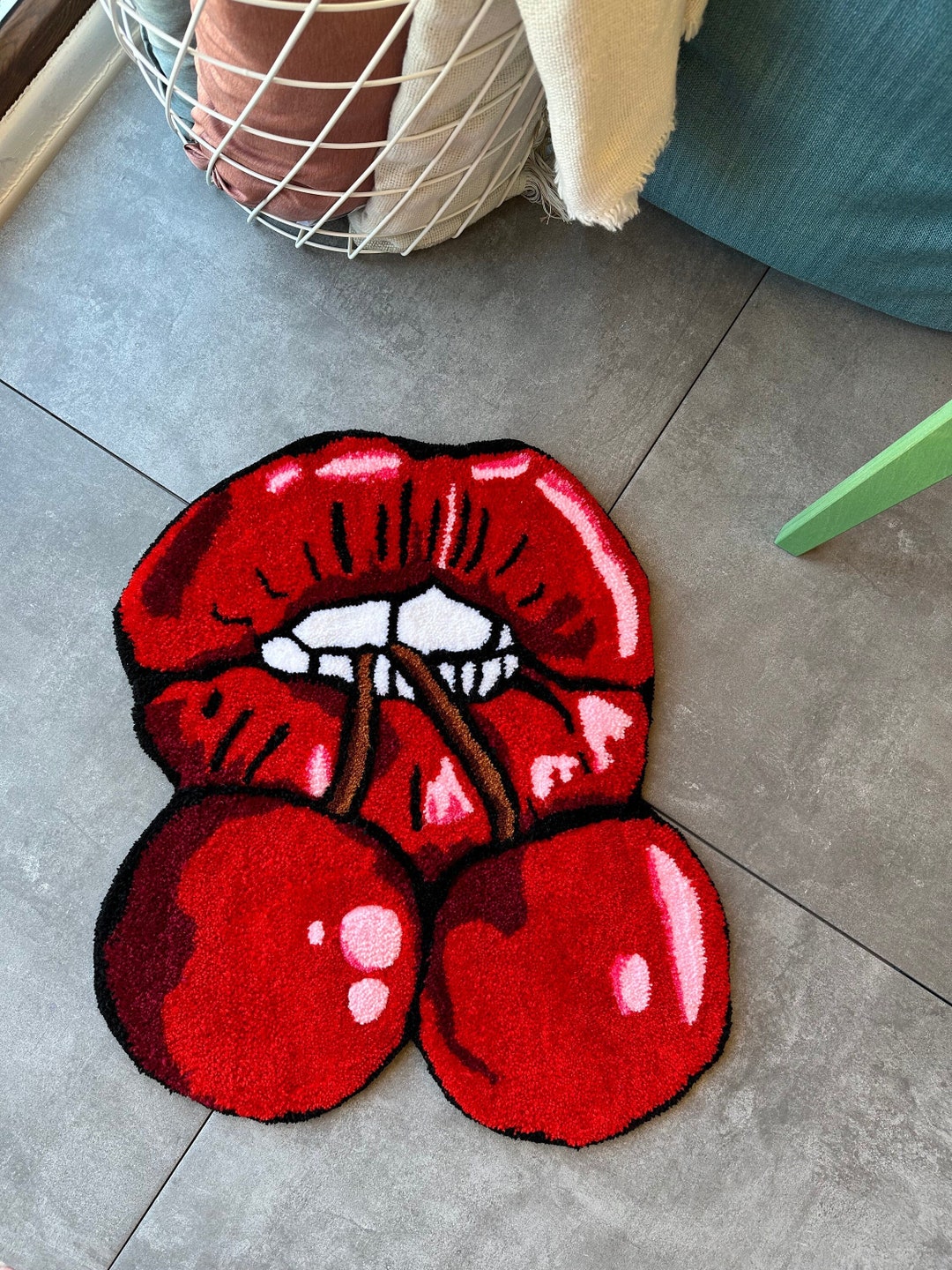 Cherry Lips Tufted Rug / %100 Handmade / Custom Handmade Home Decor - Etsy