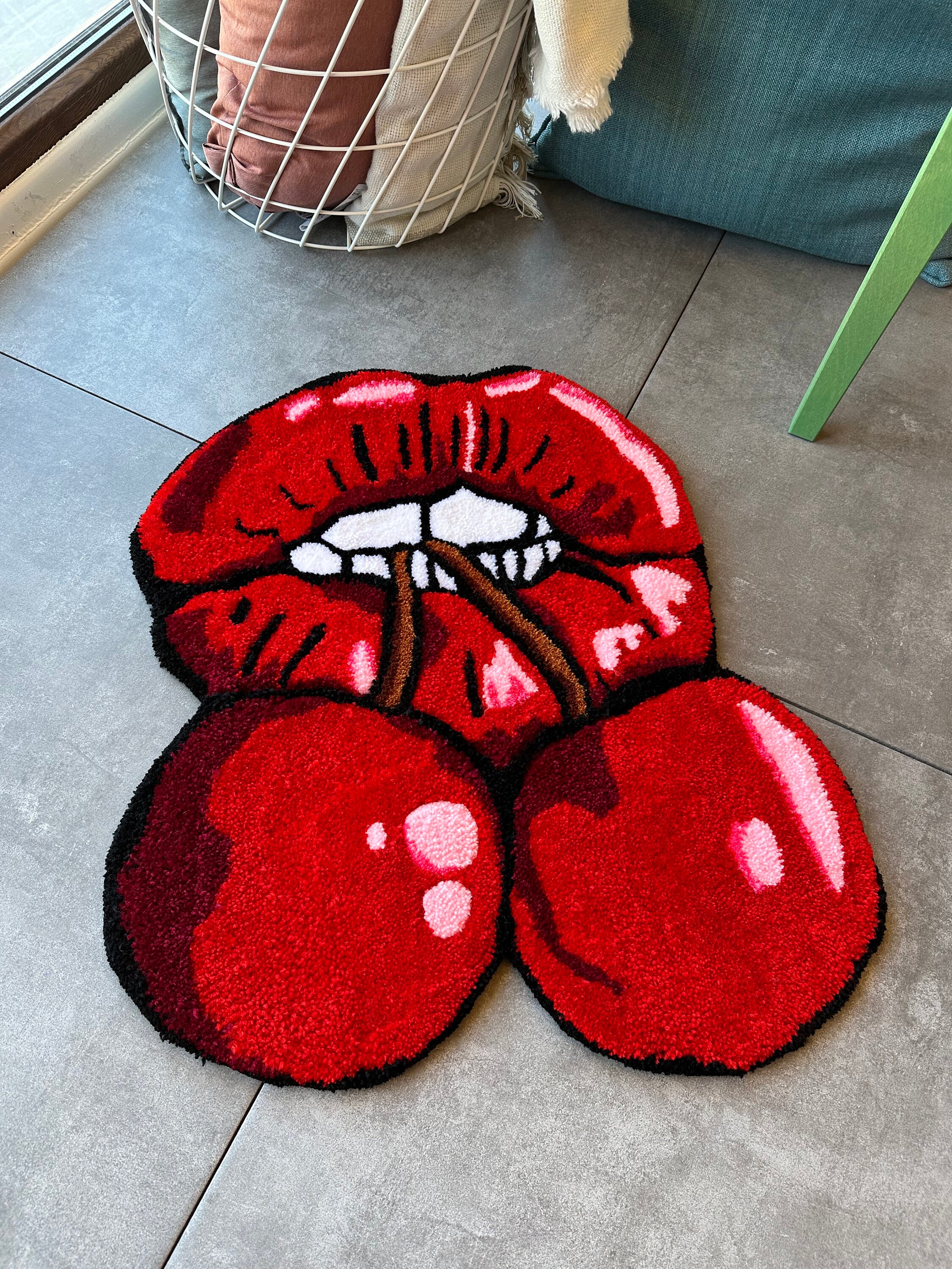 Cherry Lips Tufted Rug / %100 Handmade / Custom Handmade Home Decor - Etsy