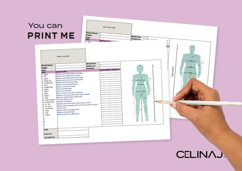 Body Measurement Sheet Excel Measurement Log for Fit Model Sampling ...