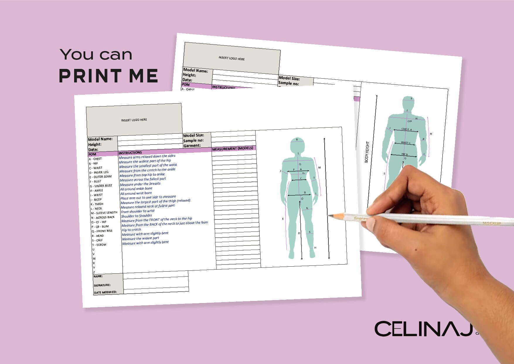 Body Measurement Sheet Excel Measurement Log for Fit Model Sampling ...