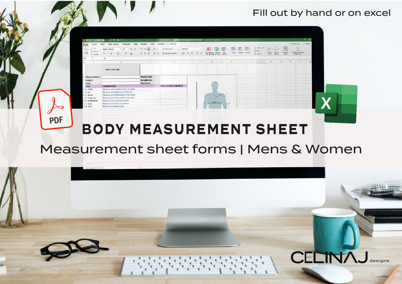 Body Measurement Sheet Excel Measurement Log for Fit Model Sampling ...