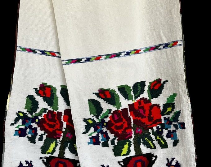 Vintage Romanian Folk Towel Table Runner Wall Decor From Transylvania ...