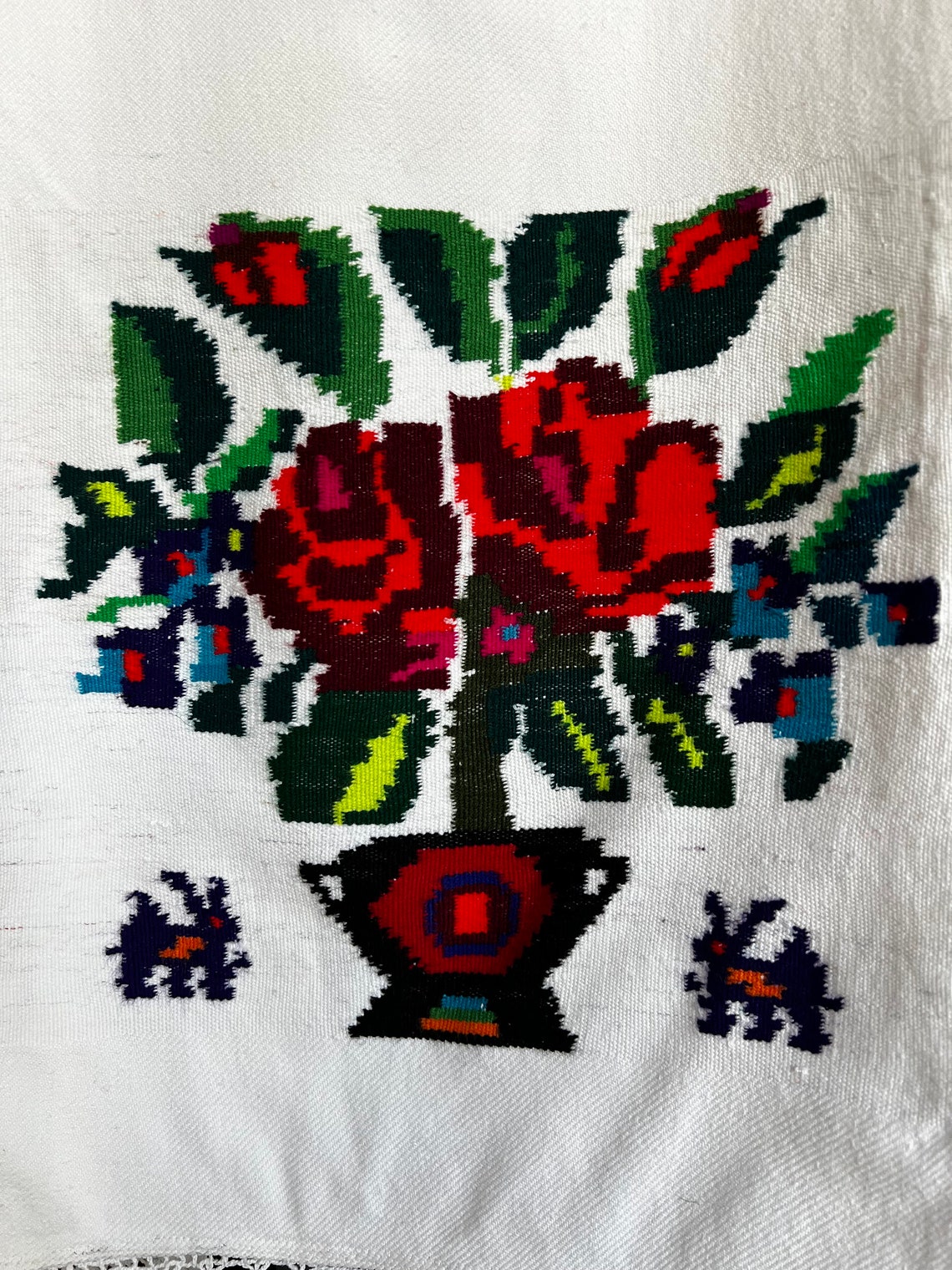 Vintage Romanian Folk Towel Table Runner Wall Decor From Transylvania ...