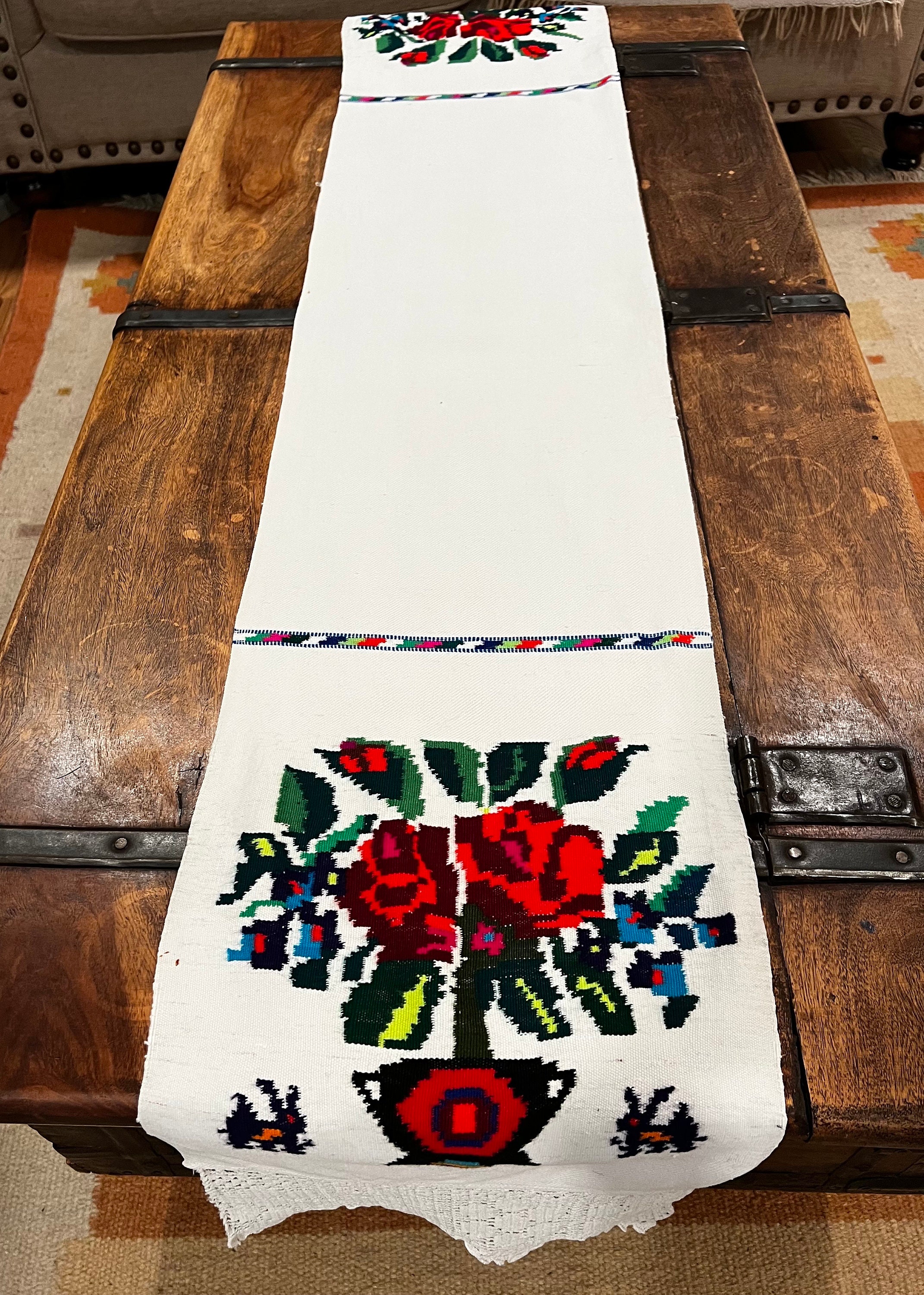 Vintage Romanian Folk Towel Table Runner Wall Decor From Transylvania ...