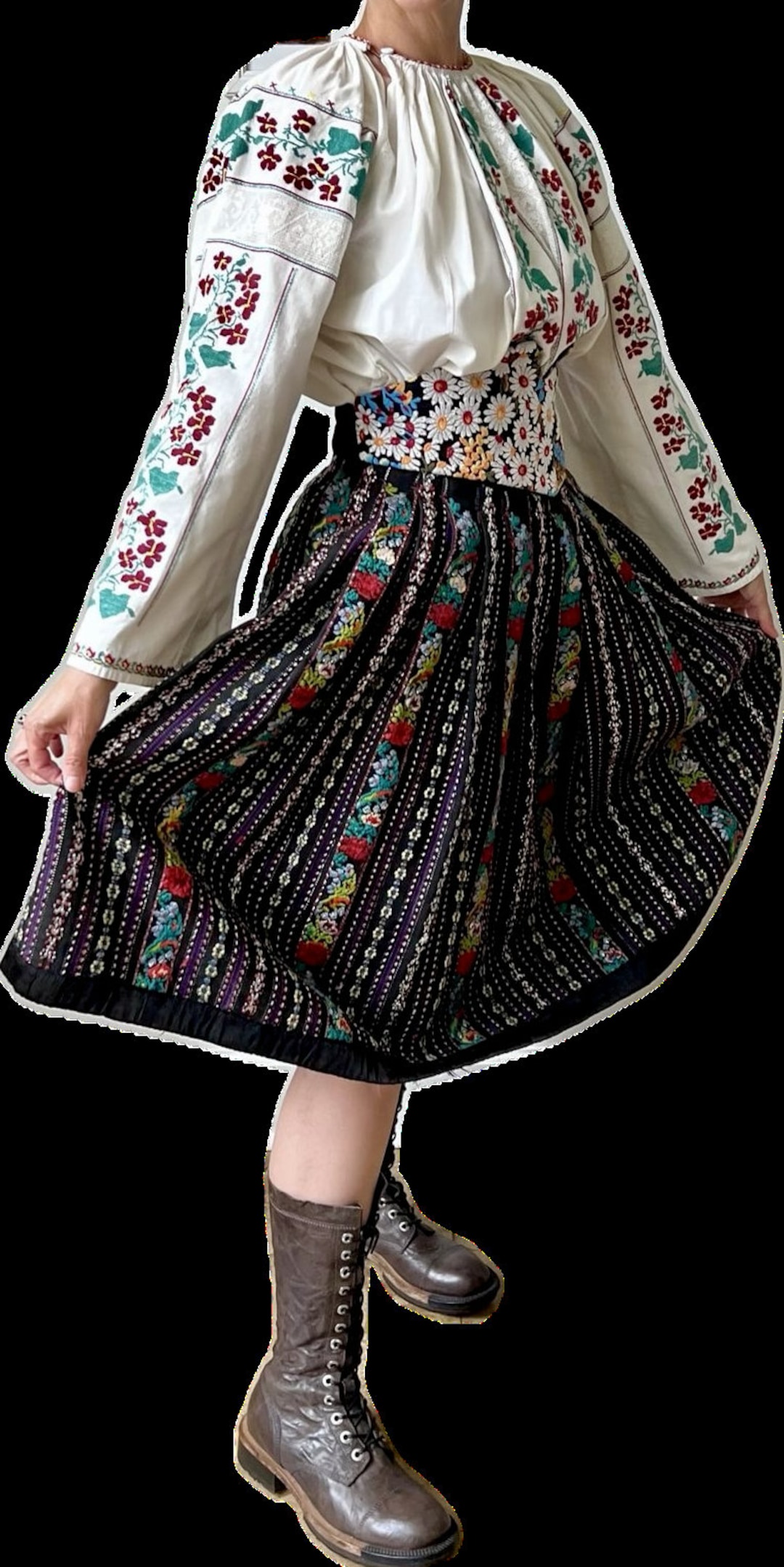 Made in Romania Traditional Floral Embroidery Sash/ Belt - Etsy